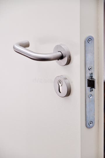 Emergency Exit Door, Lock System and Door Handle Stock Image - Image of ...