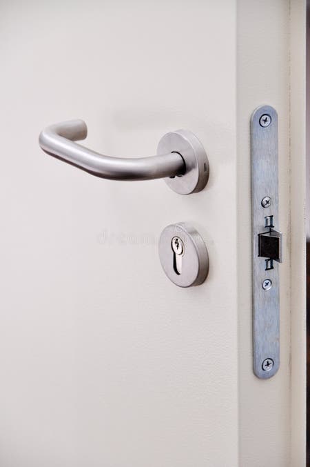 Emergency Exit Door, Lock System and Door Handle Stock Image - Image of ...