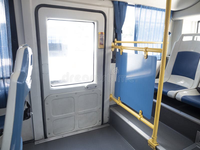 Emergency Exit Door on Public Bus. Stock Photo - Image of horizontal ...
