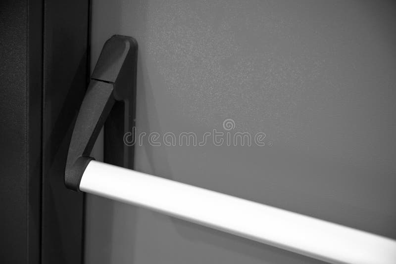 Emergency Exit Door. Push Bar and Rail for Panic Exit Stock Photo ...