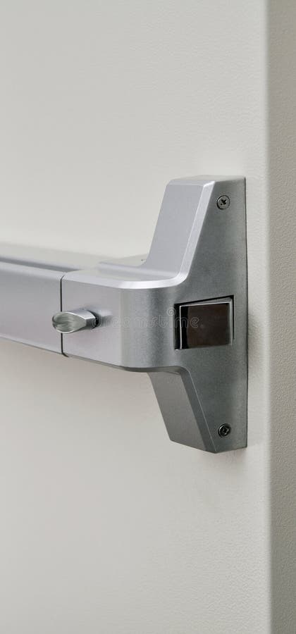 Emergency Exit Door. Push Bar and Rail for Panic Exit Stock Photo ...