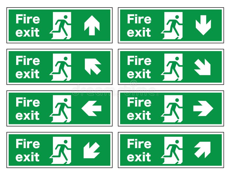 Emergency Exit Door. Sign with a Human Figure on the Stairs Stock ...