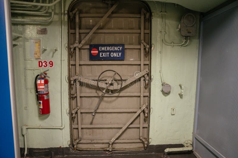 Emergency Exit Hatch with Fire Extinguisher Editorial Stock Image ...