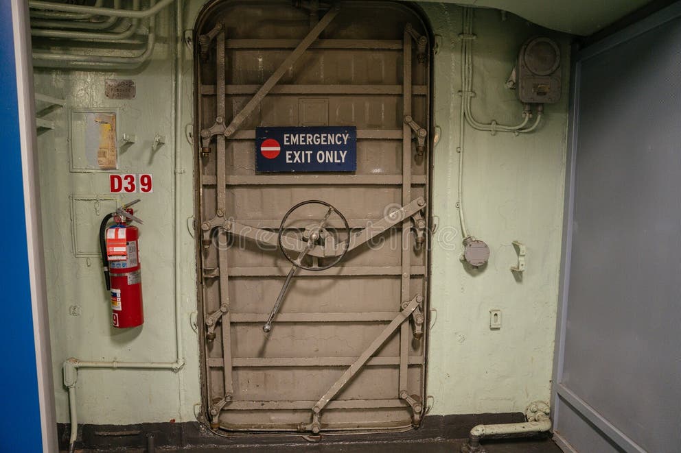 Emergency Exit Hatch with Fire Extinguisher Editorial Stock Image ...