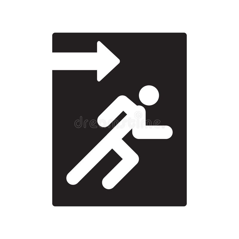 Man Running Out Fire Exit. Running Man and Exit Door Sign. Escape Help ...