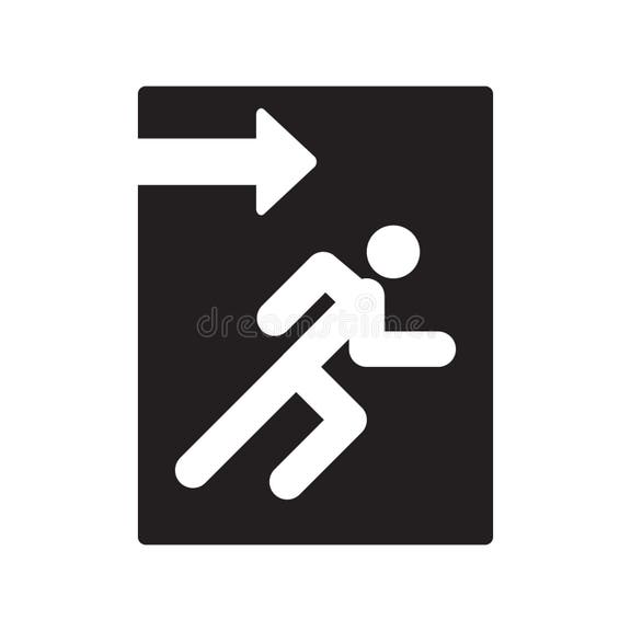 Man Running Out Fire Exit. Running Man and Exit Door Sign. Escape Help ...