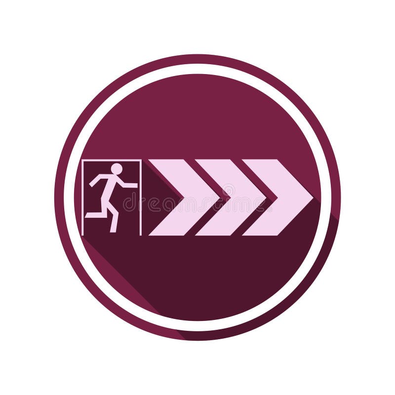 Emergency Exit Icon with Long Shadow Stock Illustration - Illustration ...