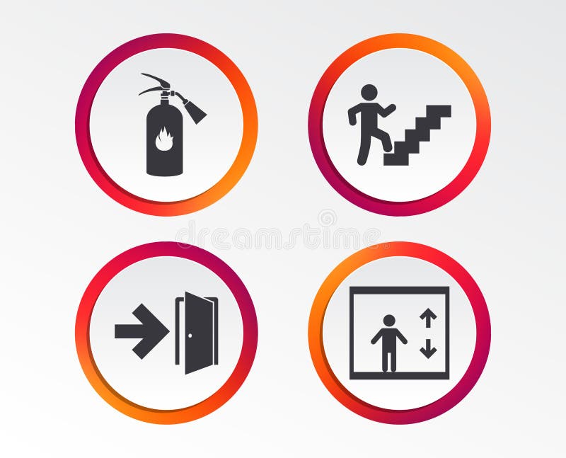 Emergency Exit Icons. Door with Arrow Sign. Stock Vector - Illustration ... Emergency Exit Icons. Door with Arrow Sign. Stock Vector - Illustration ...