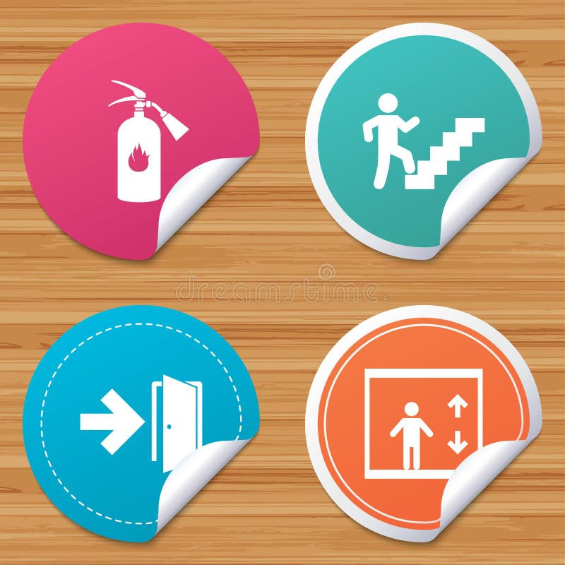 Emergency Exit Icons. Door with Arrow Sign. Stock Vector - Illustration ... Emergency Exit Icons. Door with Arrow Sign. Stock Vector - Illustration ...