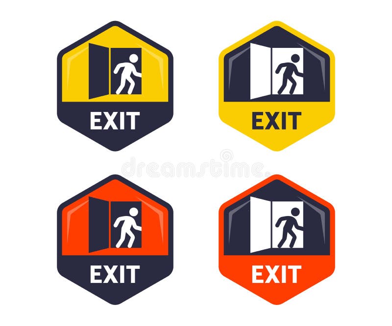 Emergency Exit Icons Set. Fire Evacuation Mark Stock Vector ...