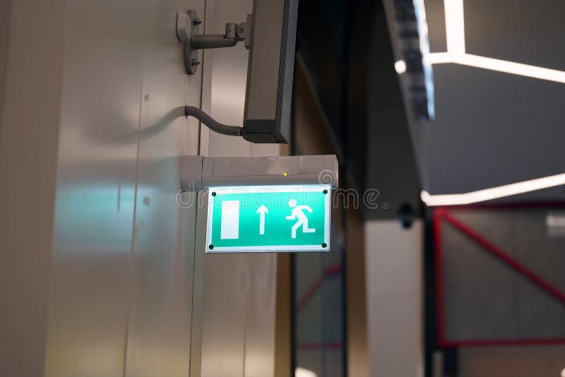 The Emergency Exit Indicator is Green with Illumination from the Inside ...