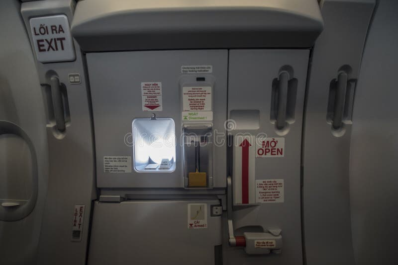 Emergency Exit Inside a Plane of a Vietnamese Company Editorial Stock ...