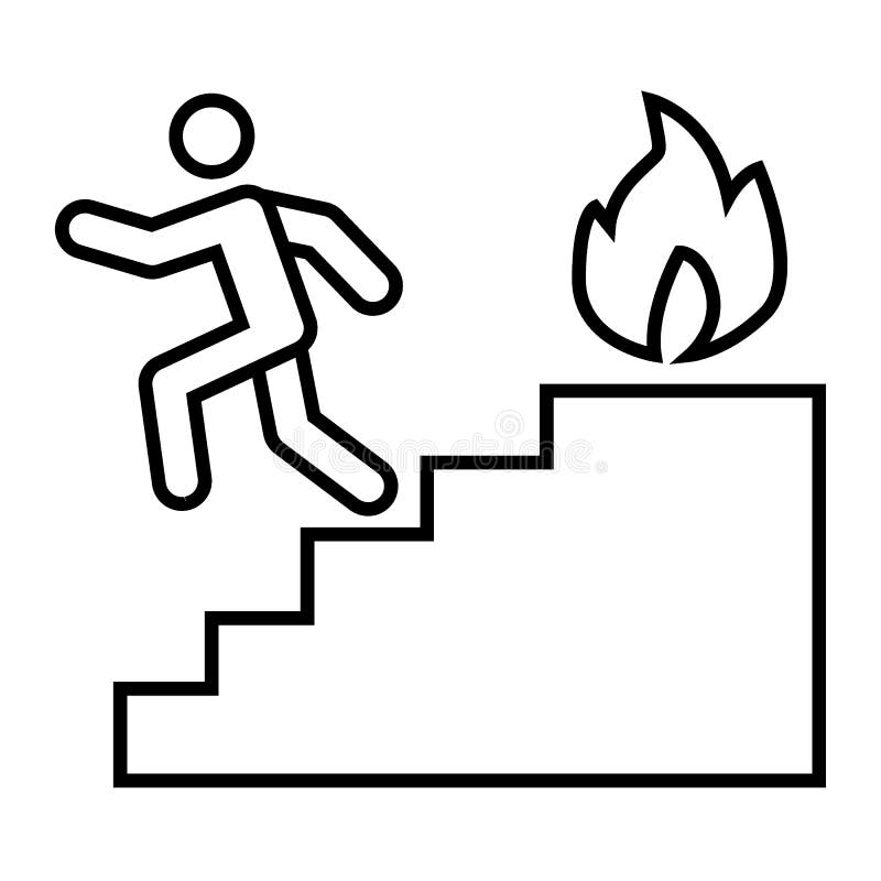 Fire Exit Line Icon. Emergency Evacuation Outline Style Pictogram on ...