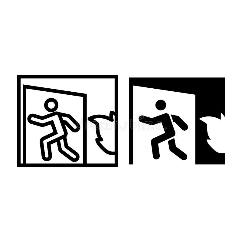 Fire Exit Line Icon. Emergency Evacuation Outline Style Pictogram on ...