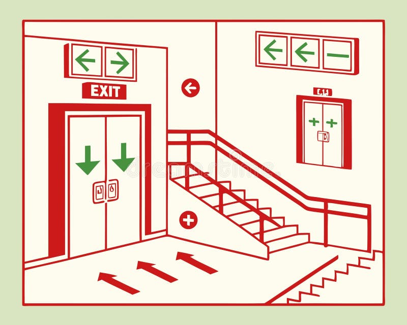 Emergency Exit Map Design Vector Illustration Stock Vector ...
