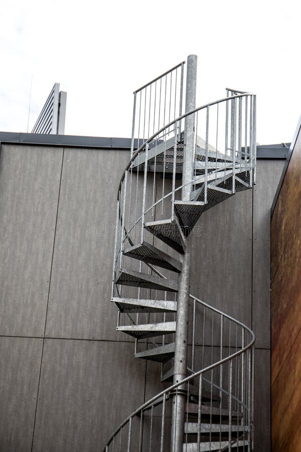 Emergency Exit Metal Spiral Staircase. Facade of the Building Stock ...