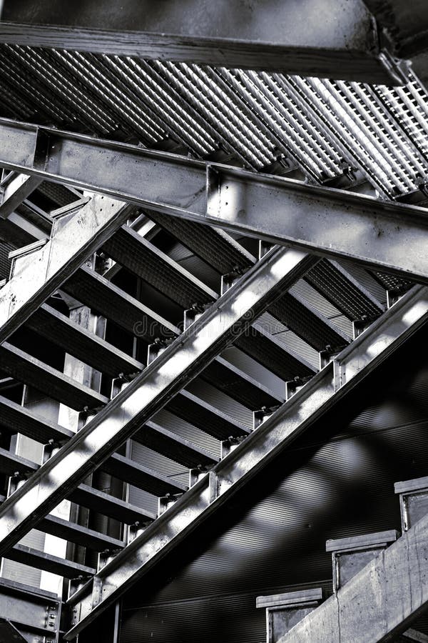 Emergency Exit Metal Stairs Exterior Stock Photo - Image of modern ...