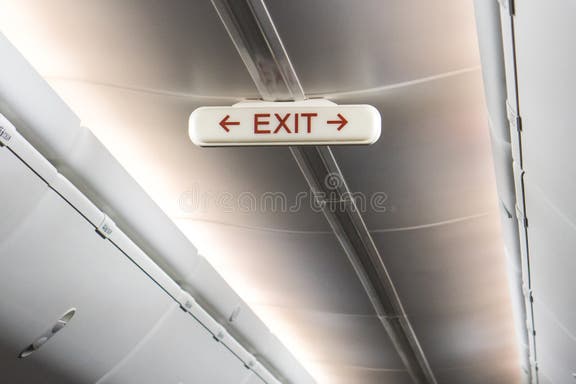 Emergency Exit Row in Airplane. Stock Photo - Image of business, exit ...