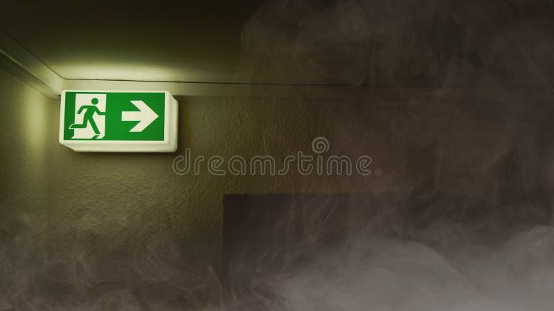 Emergency Exit Shows Escape Route in the Event of Smoke or Fire Stock ...