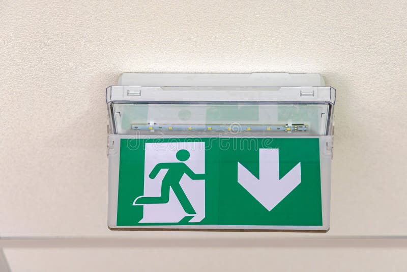 Emergency Exit Sign Arrow stock image. Image of emergency - 263362733