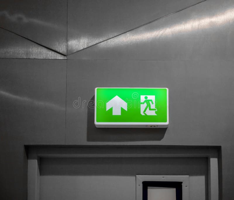 Emergency Exit Sign. Direction To the Escape Way Stock Photo - Image of ...