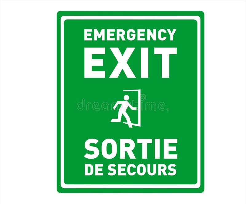 Emergency Exit Sign in English and French - Sortie De Secours ...