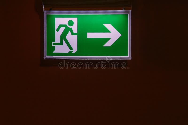 Emergency exit sign. stock image. Image of protection - 126225591
