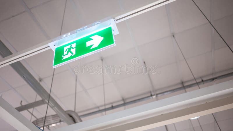 Emergency Exit Sign or Fire Exit Sign Stock Image - Image of indoor ...
