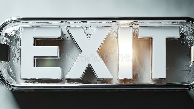 Emergency Exit Sign Glowing Brightly Above a Door in a Neutral Hallway ...