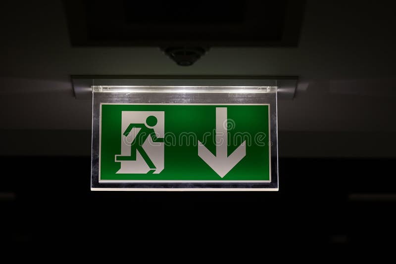Emergency Exit Sign stock image. Image of glow, arrow - 343860415