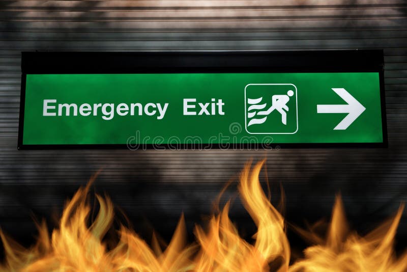 Emergency Exit Sign Green Color with Light and Arrow Stock Photo ...