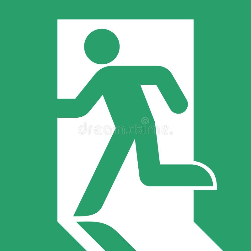 Emergency Exit Sign Green Illustration Stock Vector - Illustration of ...