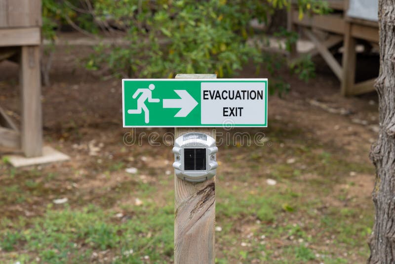 Emergency Exit Sign Green Man Running Out Fire Exit Stock Photo - Image ...