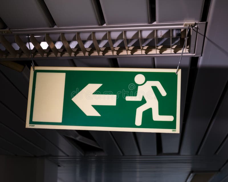 Emergency exit sign stock image. Image of indoors, label - 21390341