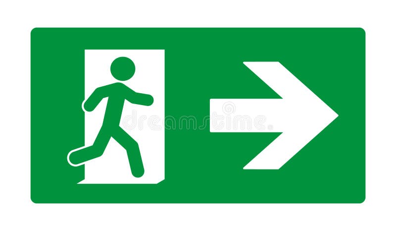 Emergency Exit Sign Icon Symbol. Green Fire Safety Exit Sign Logo ...
