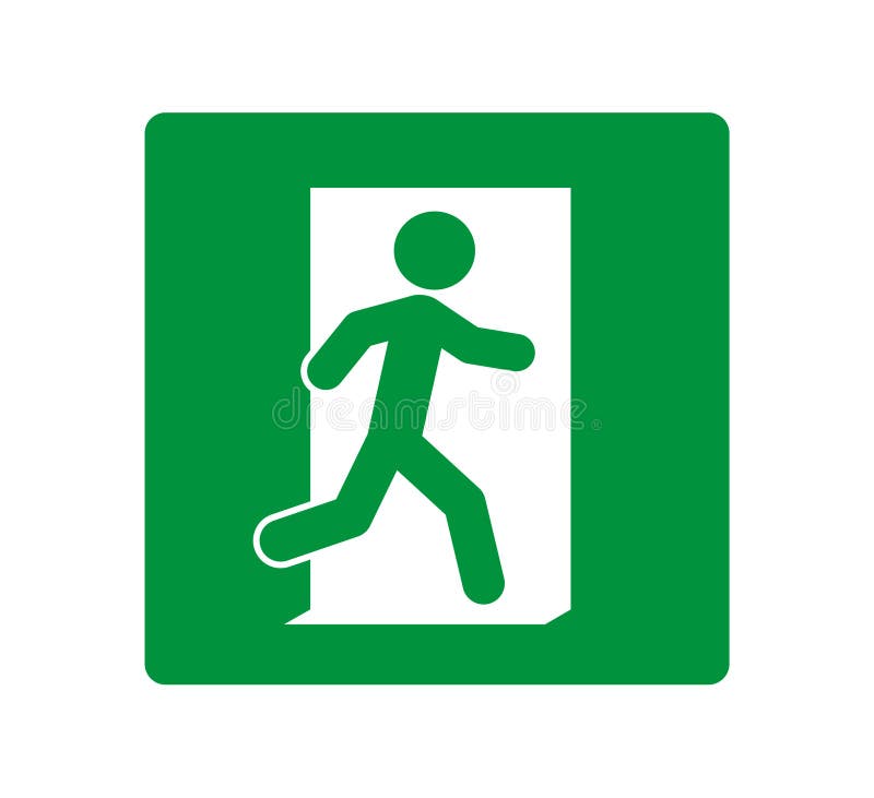 Emergency Exit Sign Icon Symbol. Green Fire Safety Exit Sign Logo ... Emergency Exit Sign Icon Symbol. Green Fire Safety Exit Sign Logo ...