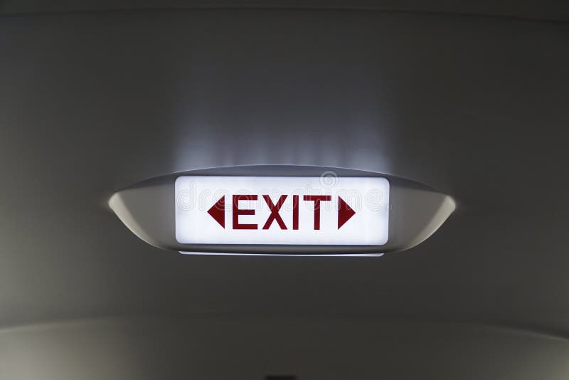 Emergency Exit Sign Inside an Airpane Stock Photo - Image of airplane ...