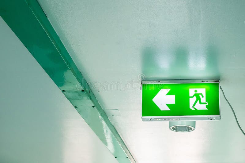 Emergency Exit Sign on Interior Building Stock Photo - Image of ...