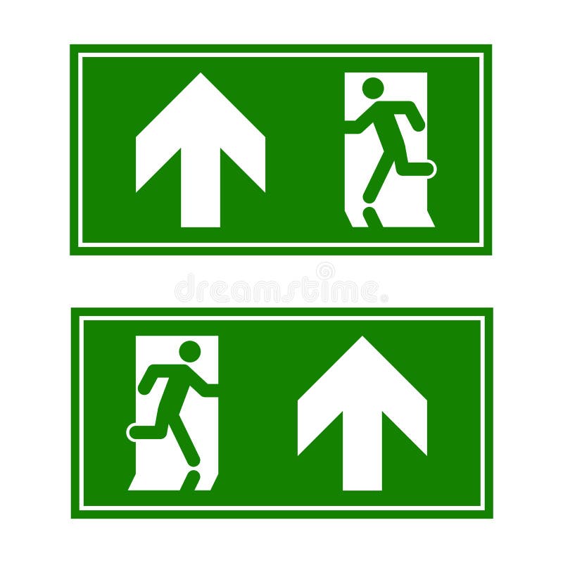 Emergency Exit Sign. Man Running Out Fire Exit Stock Vector ...