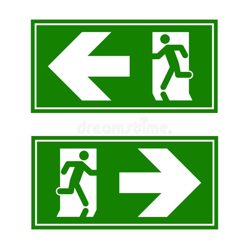Emergency Exit Sign. Man Running Out Fire Exit Stock Vector ...