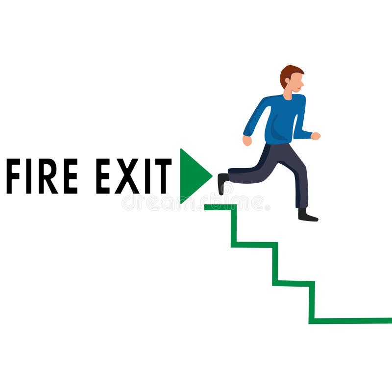 Emergency Exit Sign. Man Running Out Fire Exit Stock Vector ...
