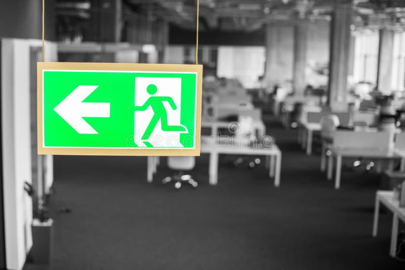 Emergency Exit Sign in Modern Offices Inside an Industrial Plant Stock ...