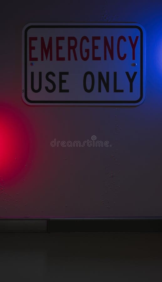 Emergency Exit Sign with Red and Blue Light Stock Photo - Image of ...