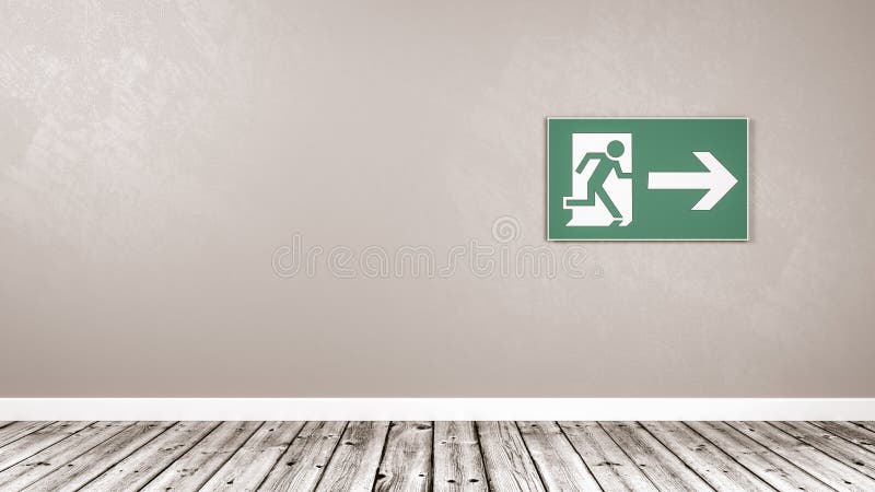 Emergency Exit Sign in the Room with Copy Space Stock Illustration ...