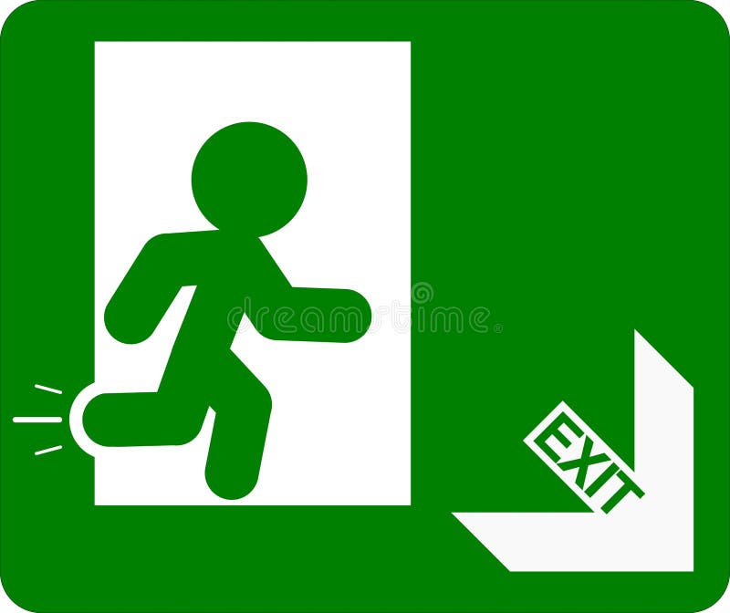 Emergency Exit Sign with Running Man Stock Photo - Illustration of ...