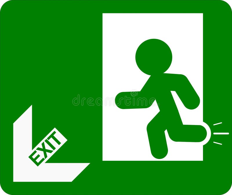 Emergency Exit Sign with Running Stock Image - Illustration of ...