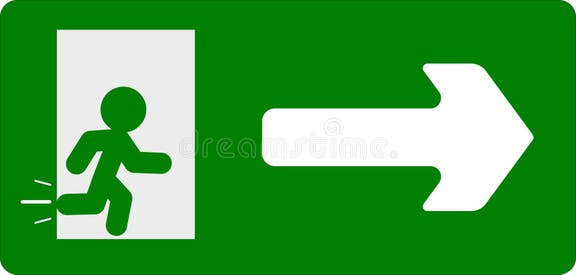Emergency Exit Sign with Running Man and Arrow Pointing Right Stock ...