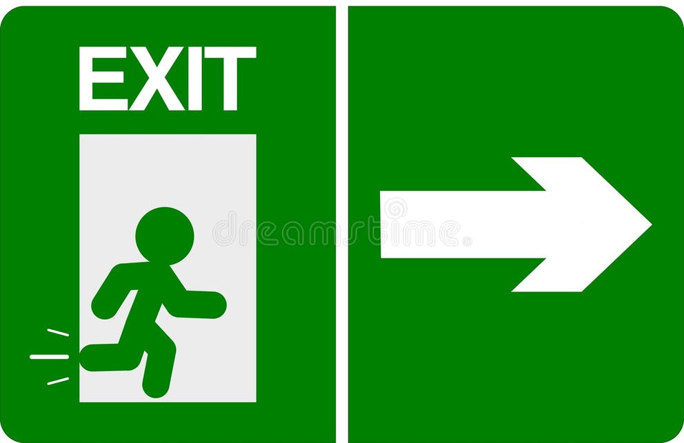 Emergency Exit Sign with Running Man and Arrow Stock Illustration ...