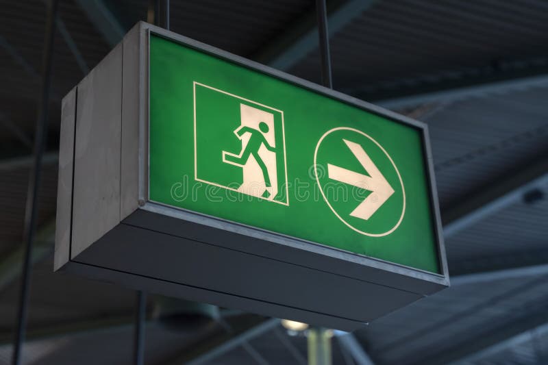 Emergency Exit Sign at Schiphol Airport the Netherlands 29-8-2024 ...
