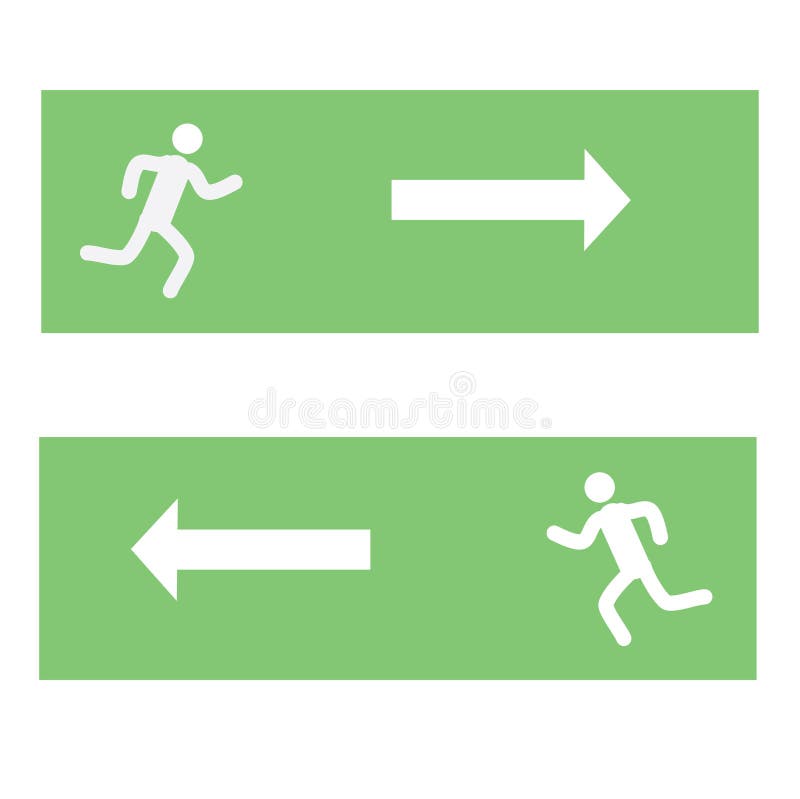 Emergency Exit Sign, Stick Man Shows Direction Stock Vector ...
